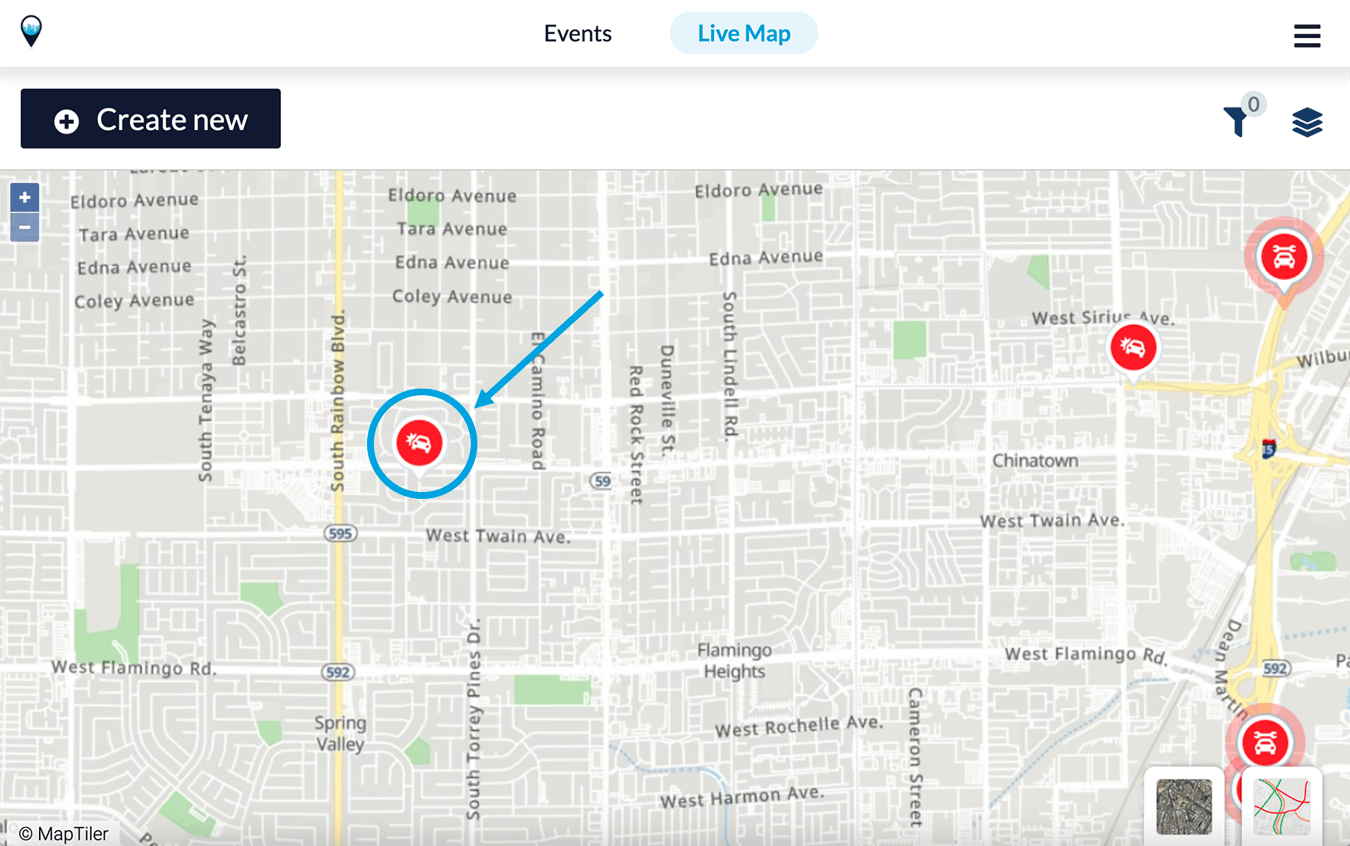 How do I interact with an existing event on the Live Map?