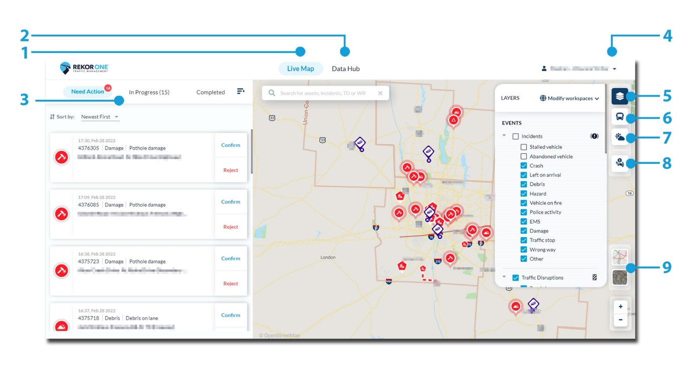 What is shown on the Live Map page?