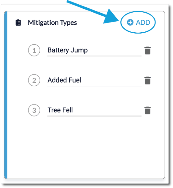 How do I add or delete mitigation types?